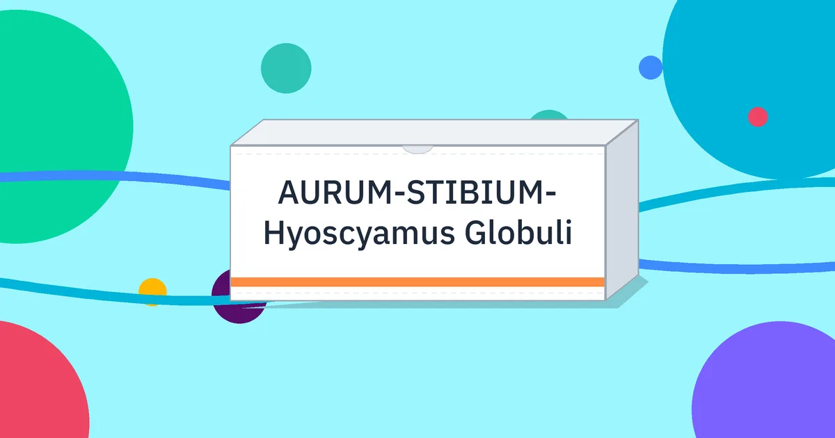 Symbolbild: Packung mit der Aufschrift AURUM-STIBIUM-Hyoscyamus Globuli (PZN 08784260) – Verfügbarkeit und Bezug in Apotheken in Frankfurt am Main
