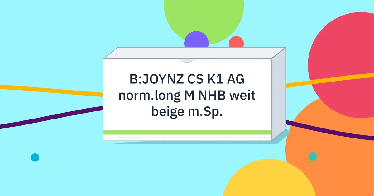 Symbolbild: Packung mit der Aufschrift B:JOYNZ CS K1 AG norm.long M NHB weit beige m.Sp. (PZN 20532294) – Verfügbarkeit und Bezug in Apotheken in Frankfurt am Main