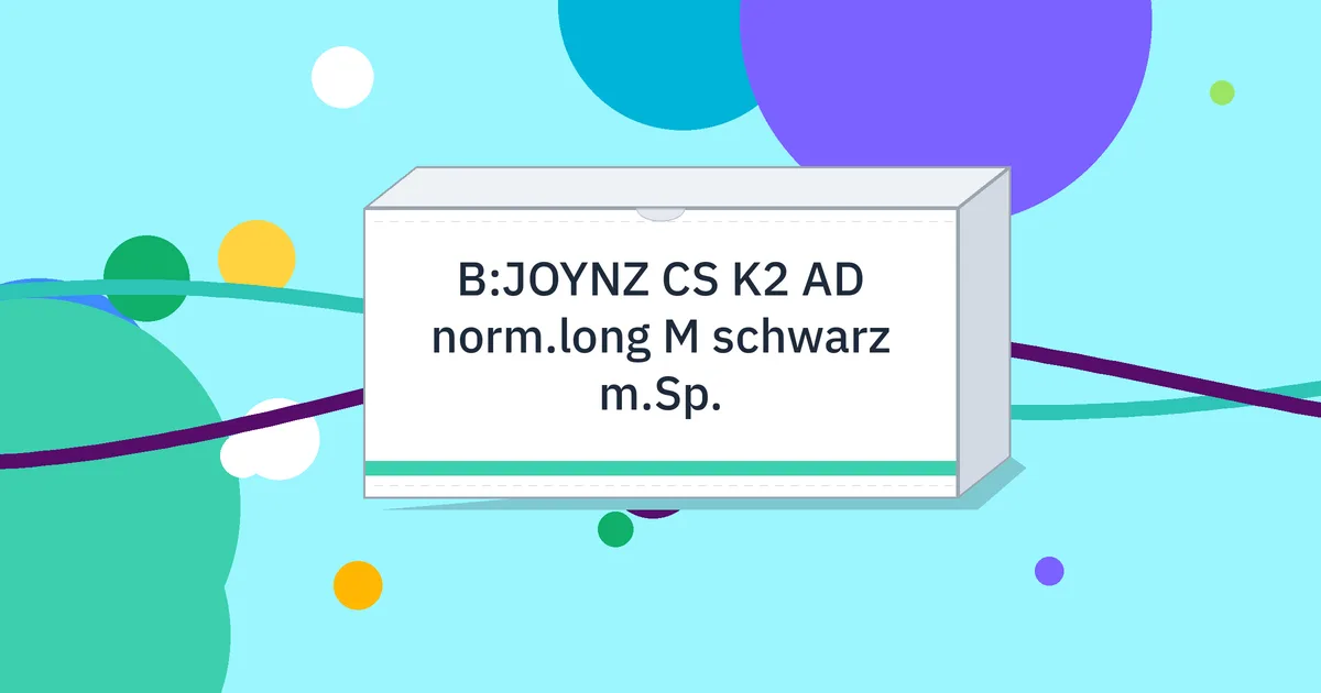 Symbolbild: Packung mit der Aufschrift B:JOYNZ CS K2 AD norm.long M schwarz m.Sp. (PZN 20528387) – Verfügbarkeit und Bezug in Apotheken in Frankfurt am Main