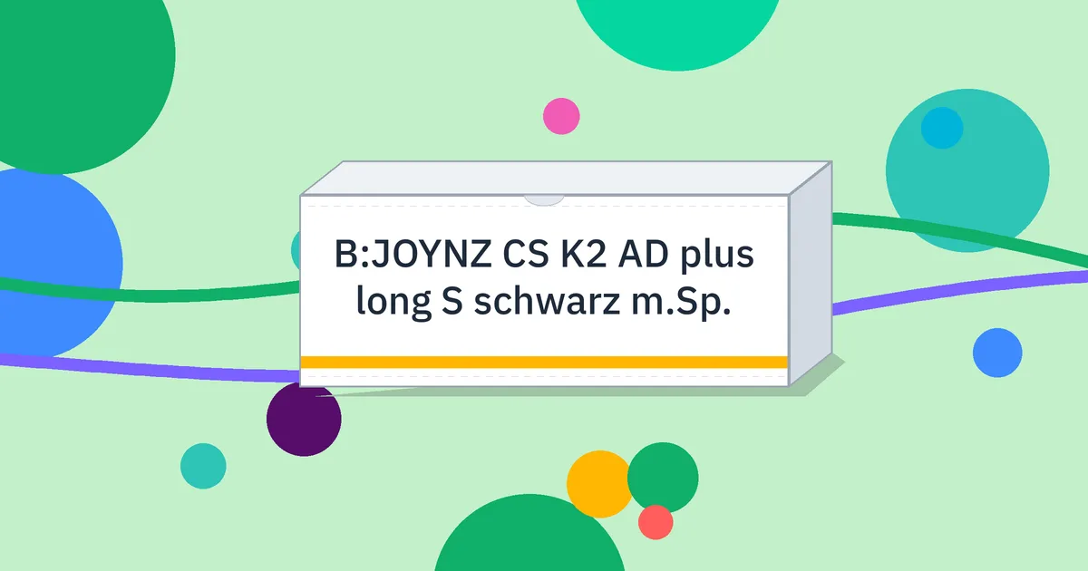 Symbolbild: Packung mit der Aufschrift B:JOYNZ CS K2 AD plus long S schwarz m.Sp. (PZN 20528559) – Verfügbarkeit und Bezug in Apotheken in Frankfurt am Main