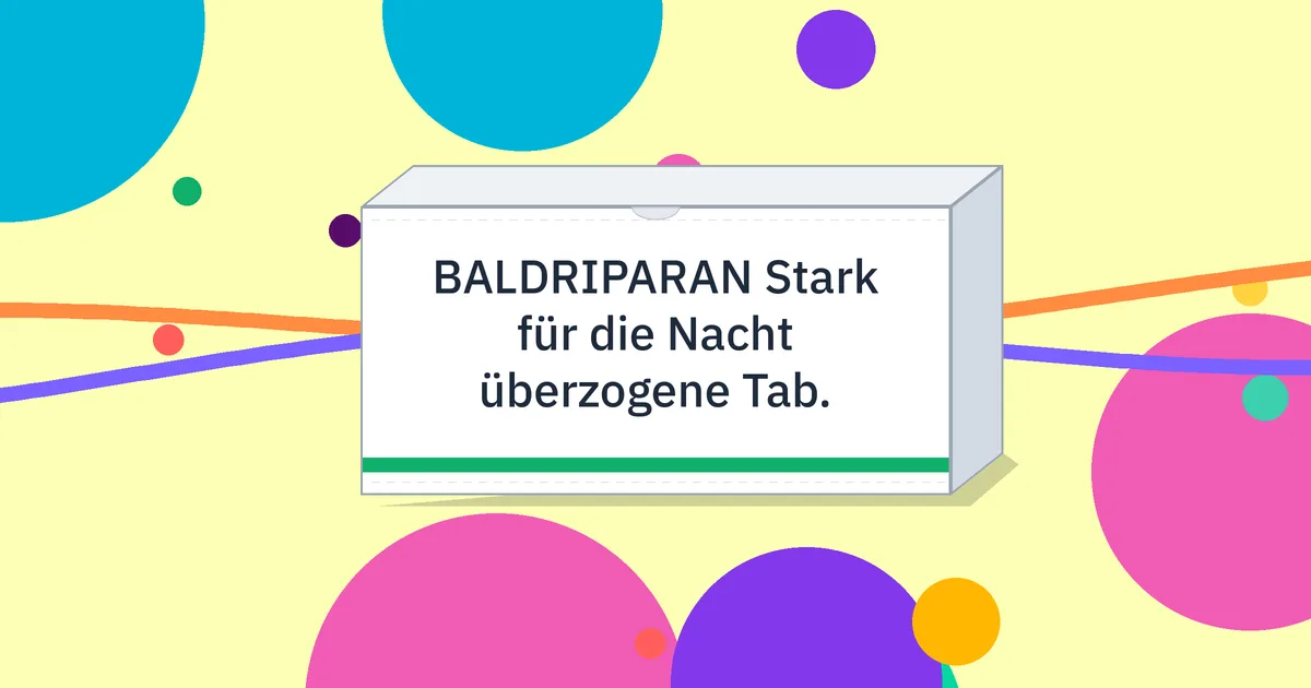 Symbolbild: Packung mit der Aufschrift BALDRIPARAN Stark für die Nacht überzogene Tab. (PZN 00499175) – Verfügbarkeit und Bezug in Apotheken in Frankfurt am Main