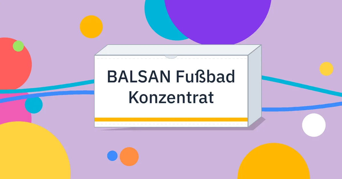 Symbolbild: Packung mit der Aufschrift BALSAN Fußbad Konzentrat (PZN 01218830) – Verfügbarkeit und Bezug in Apotheken in Frankfurt am Main