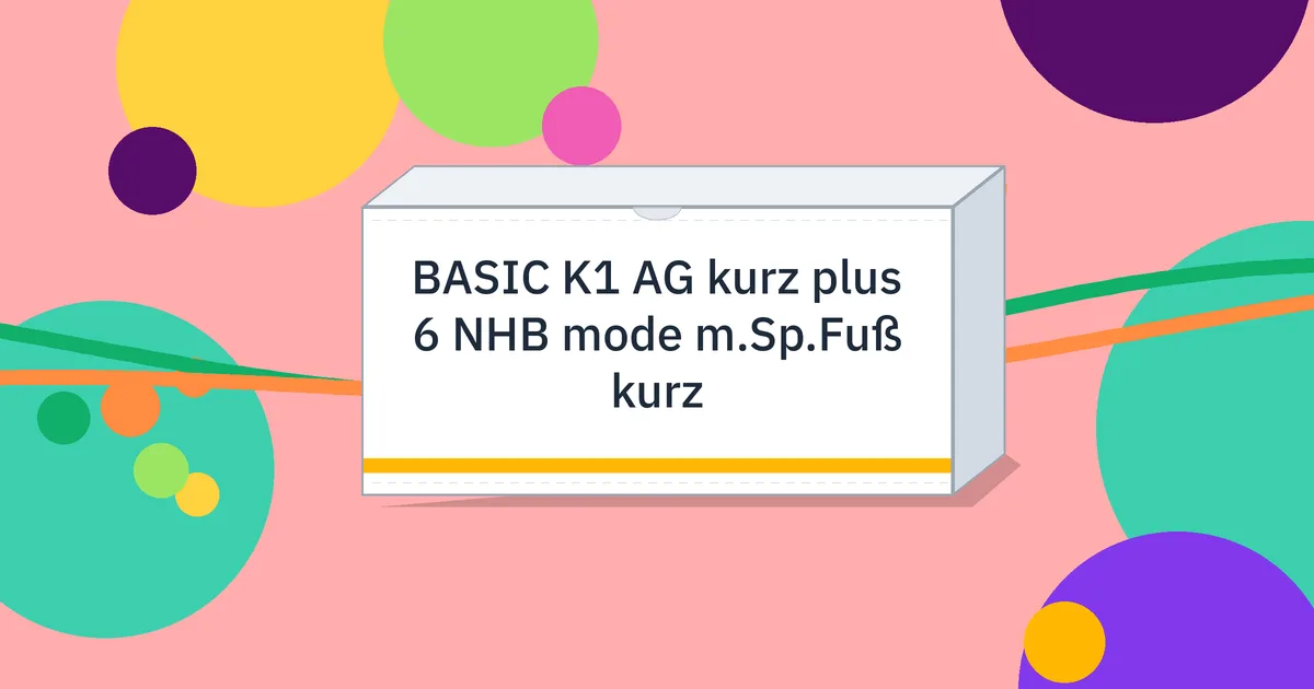 Symbolbild: Packung mit der Aufschrift BASIC K1 AG kurz plus 6 NHB mode m.Sp.Fuß kurz (PZN 20262038) – Verfügbarkeit und Bezug in Apotheken in Frankfurt am Main