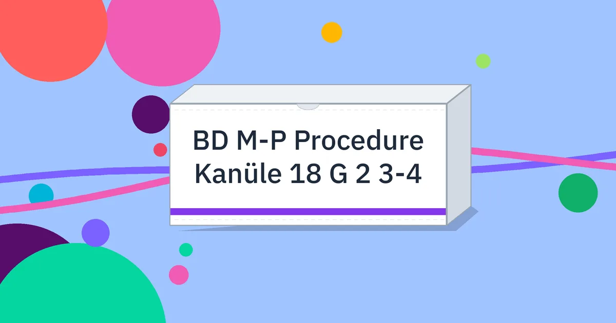 Symbolbild: Packung mit der Aufschrift BD M-P Procedure Kanüle 18 G 2 3-4 (PZN 07664631) – Verfügbarkeit und Bezug in Apotheken in Frankfurt am Main
