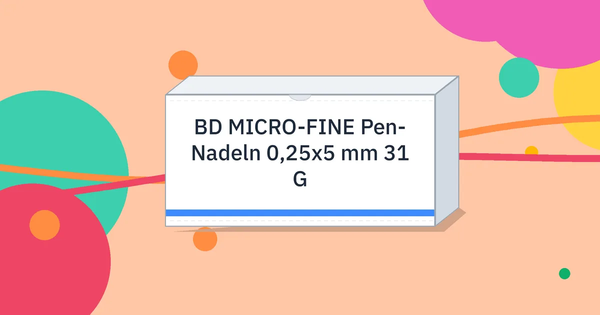Symbolbild: Packung mit der Aufschrift BD MICRO-FINE Pen-Nadeln 0,25x5 mm 31 G (PZN 19640618) – Verfügbarkeit und Bezug in Apotheken in Frankfurt am Main