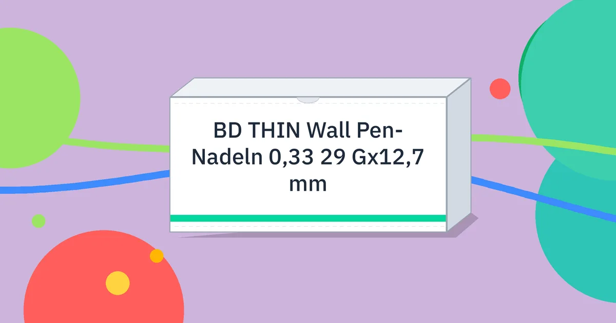 Symbolbild: Packung mit der Aufschrift BD THIN Wall Pen-Nadeln 0,33 29 Gx12,7 mm (PZN 17831231) – Verfügbarkeit und Bezug in Apotheken in Frankfurt am Main