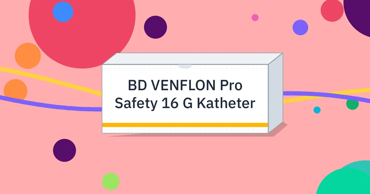Symbolbild: Packung mit der Aufschrift BD VENFLON Pro Safety 16 G Katheter (PZN 13156896) – Verfügbarkeit und Bezug in Apotheken in Frankfurt am Main