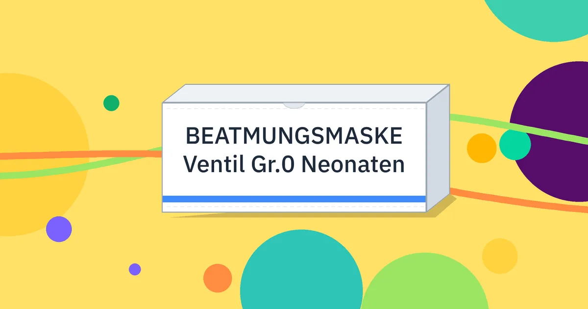 Symbolbild: Packung mit der Aufschrift BEATMUNGSMASKE Ventil Gr.0 Neonaten (PZN 16211584) – Verfügbarkeit und Bezug in Apotheken in Frankfurt am Main