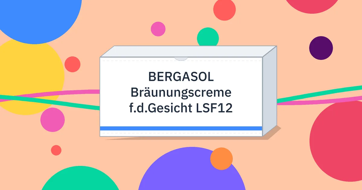 Symbolbild: Packung mit der Aufschrift BERGASOL Bräunungscreme f.d.Gesicht LSF12 (PZN 08514997) – Verfügbarkeit und Bezug in Apotheken in Frankfurt am Main