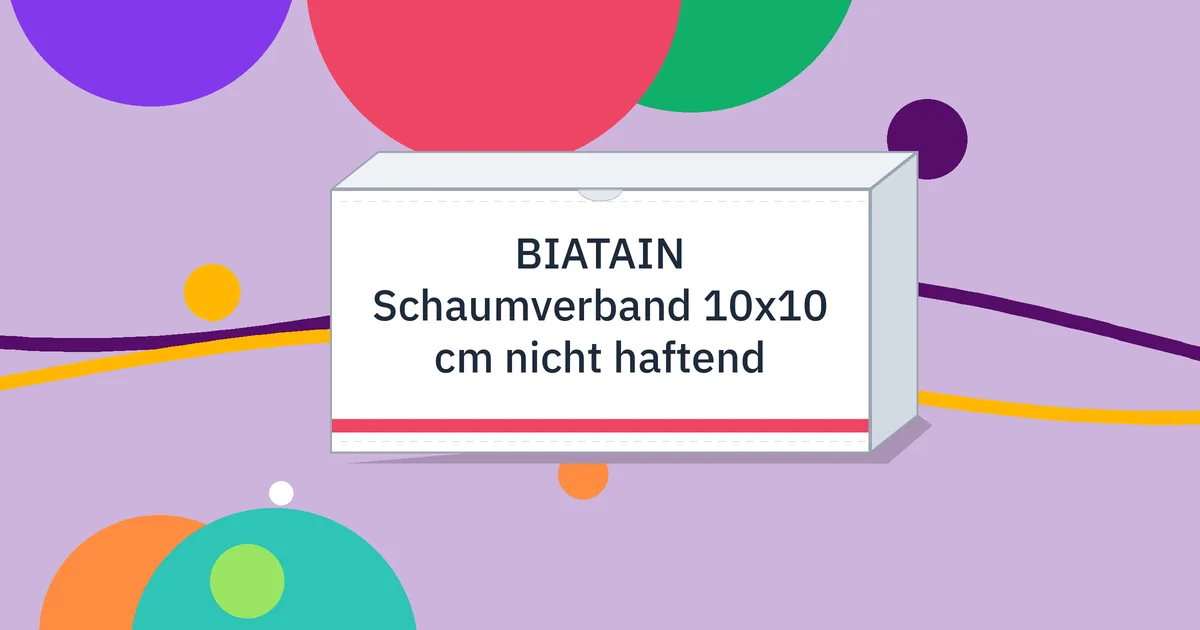 Symbolbild: Packung mit der Aufschrift BIATAIN Schaumverband 10x10 cm nicht haftend (PZN 00568232) – Verfügbarkeit und Bezug in Apotheken in Frankfurt am Main