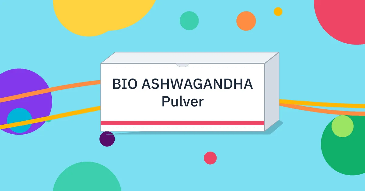 Symbolbild: Packung mit der Aufschrift BIO ASHWAGANDHA Pulver (PZN 11071109) – Verfügbarkeit und Bezug in Apotheken in Frankfurt am Main