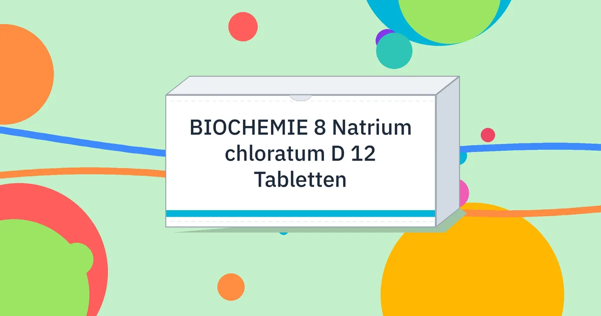 Symbolbild: Packung mit der Aufschrift BIOCHEMIE 8 Natrium chloratum D 12 Tabletten (PZN 01073768) – Verfügbarkeit und Bezug in Apotheken in Frankfurt am Main
