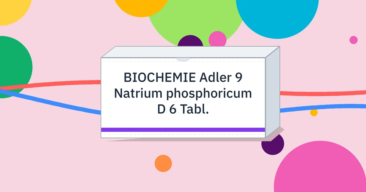 Symbolbild: Packung mit der Aufschrift BIOCHEMIE Adler 9 Natrium phosphoricum D 6 Tabl. (PZN 00833349) – Verfügbarkeit und Bezug in Apotheken in Frankfurt am Main