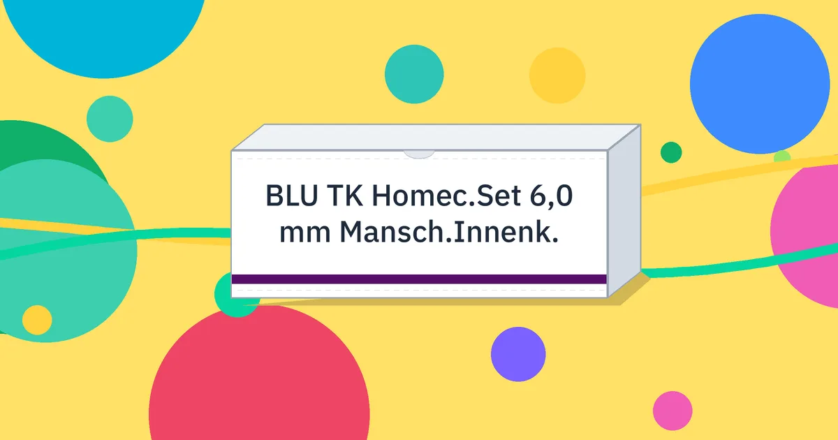 Symbolbild: Packung mit der Aufschrift BLU TK Homec.Set 6,0 mm Mansch.Innenk. (PZN 02150301) – Verfügbarkeit und Bezug in Apotheken in Frankfurt am Main