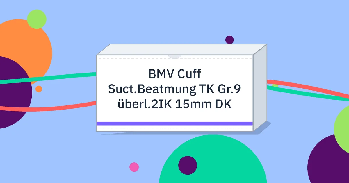 Symbolbild: Packung mit der Aufschrift BMV Cuff Suct.Beatmung TK Gr.9 überl.2IK 15mm DK (PZN 18383332) – Verfügbarkeit und Bezug in Apotheken in Frankfurt am Main