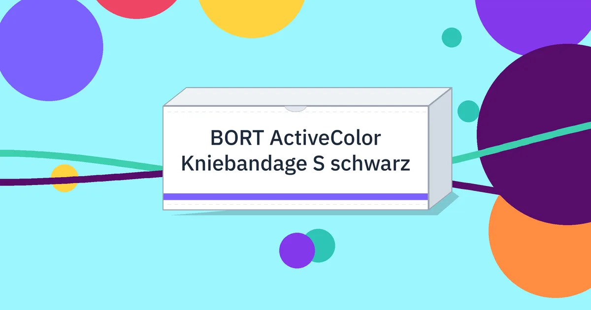 Symbolbild: Packung mit der Aufschrift BORT ActiveColor Kniebandage S schwarz (PZN 06914729) – Verfügbarkeit und Bezug in Apotheken in Frankfurt am Main