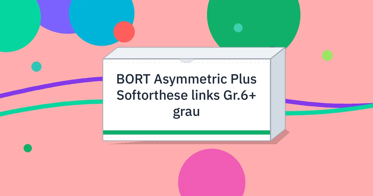 Symbolbild: Packung mit der Aufschrift BORT Asymmetric Plus Softorthese links Gr.6+ grau (PZN 20105511) – Verfügbarkeit und Bezug in Apotheken in Frankfurt am Main