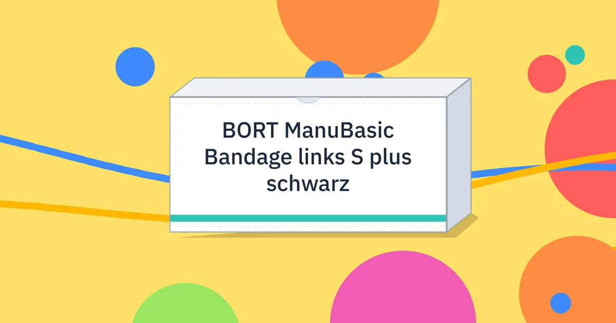 Symbolbild: Packung mit der Aufschrift BORT ManuBasic Bandage links S plus schwarz (PZN 16317779) – Verfügbarkeit und Bezug in Apotheken in Frankfurt am Main