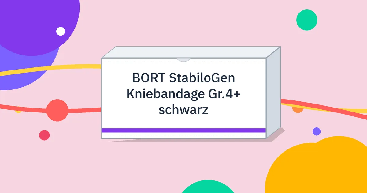 Symbolbild: Packung mit der Aufschrift BORT StabiloGen Kniebandage Gr.4+ schwarz (PZN 16846756) – Verfügbarkeit und Bezug in Apotheken in Frankfurt am Main