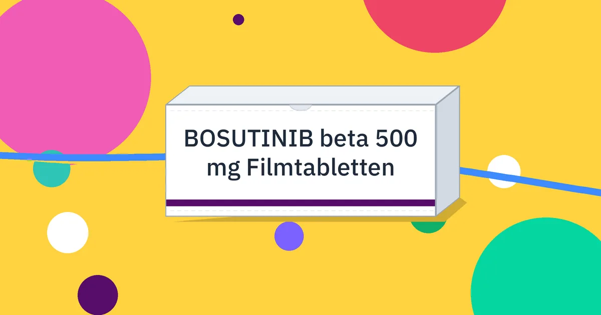 Symbolbild: Packung mit der Aufschrift BOSUTINIB beta 500 mg Filmtabletten (PZN 19136280) – Verfügbarkeit und Bezug in Apotheken in Frankfurt am Main