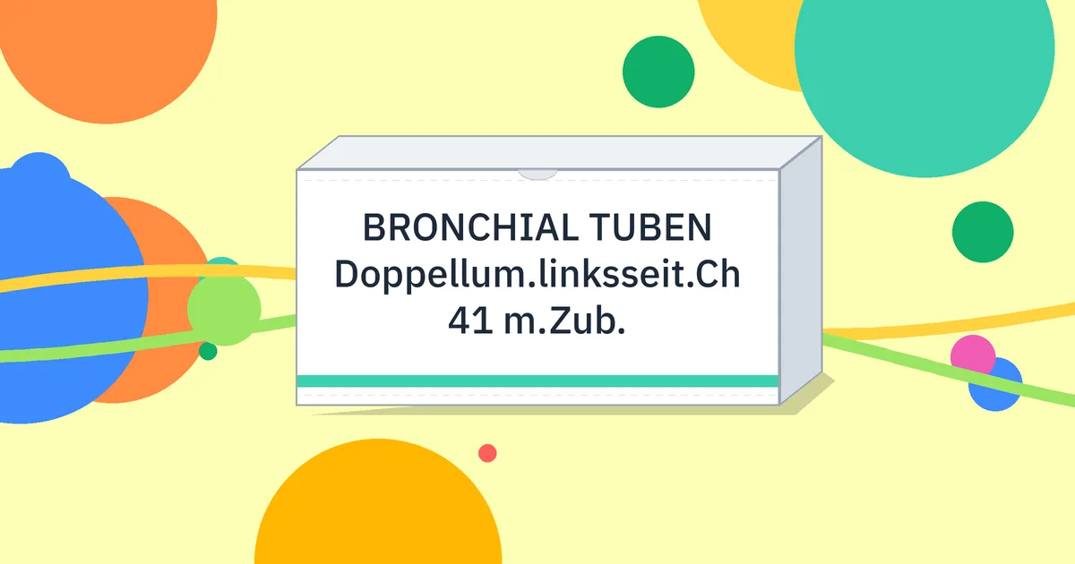 Symbolbild: Packung mit der Aufschrift BRONCHIAL TUBEN Doppellum.linksseit.Ch 41 m.Zub. (PZN 01370420) – Verfügbarkeit und Bezug in Apotheken in Frankfurt am Main
