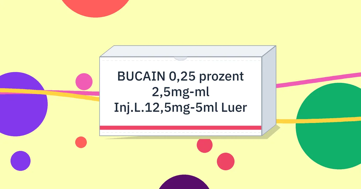 Symbolbild: Packung mit der Aufschrift BUCAIN 0,25 prozent 2,5mg-ml Inj.L.12,5mg-5ml Luer (PZN 11353569) – Verfügbarkeit und Bezug in Apotheken in Frankfurt am Main