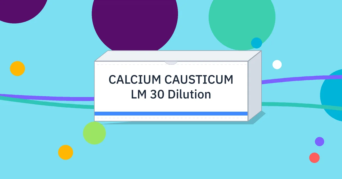 Symbolbild: Packung mit der Aufschrift CALCIUM CAUSTICUM LM 30 Dilution (PZN 12804152) – Verfügbarkeit und Bezug in Apotheken in Frankfurt am Main