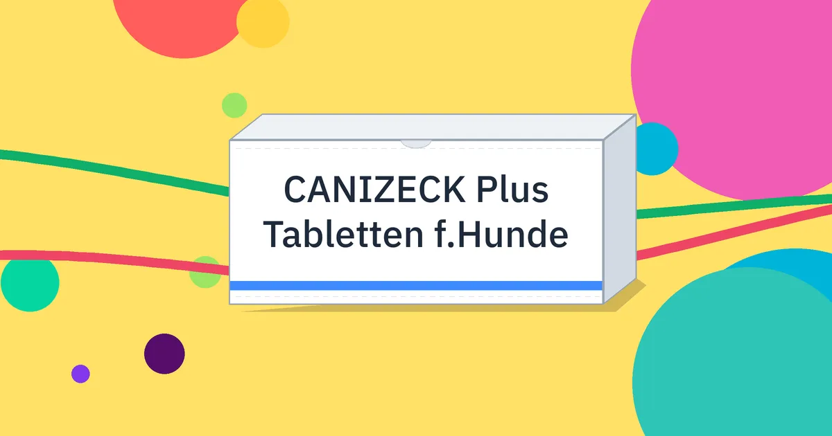 Symbolbild: Packung mit der Aufschrift CANIZECK Plus Tabletten f.Hunde (PZN 14126236) – Verfügbarkeit und Bezug in Apotheken in Frankfurt am Main
