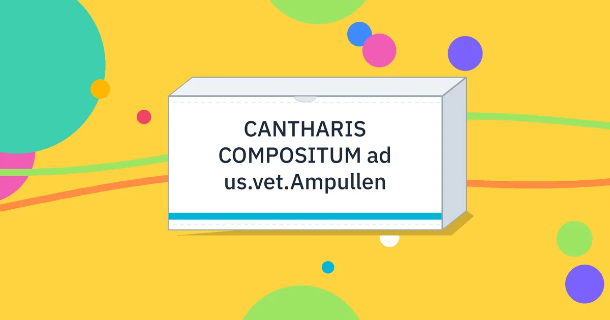 Symbolbild: Packung mit der Aufschrift CANTHARIS COMPOSITUM ad us.vet.Ampullen (PZN 02768998) – Verfügbarkeit und Bezug in Apotheken in Frankfurt am Main