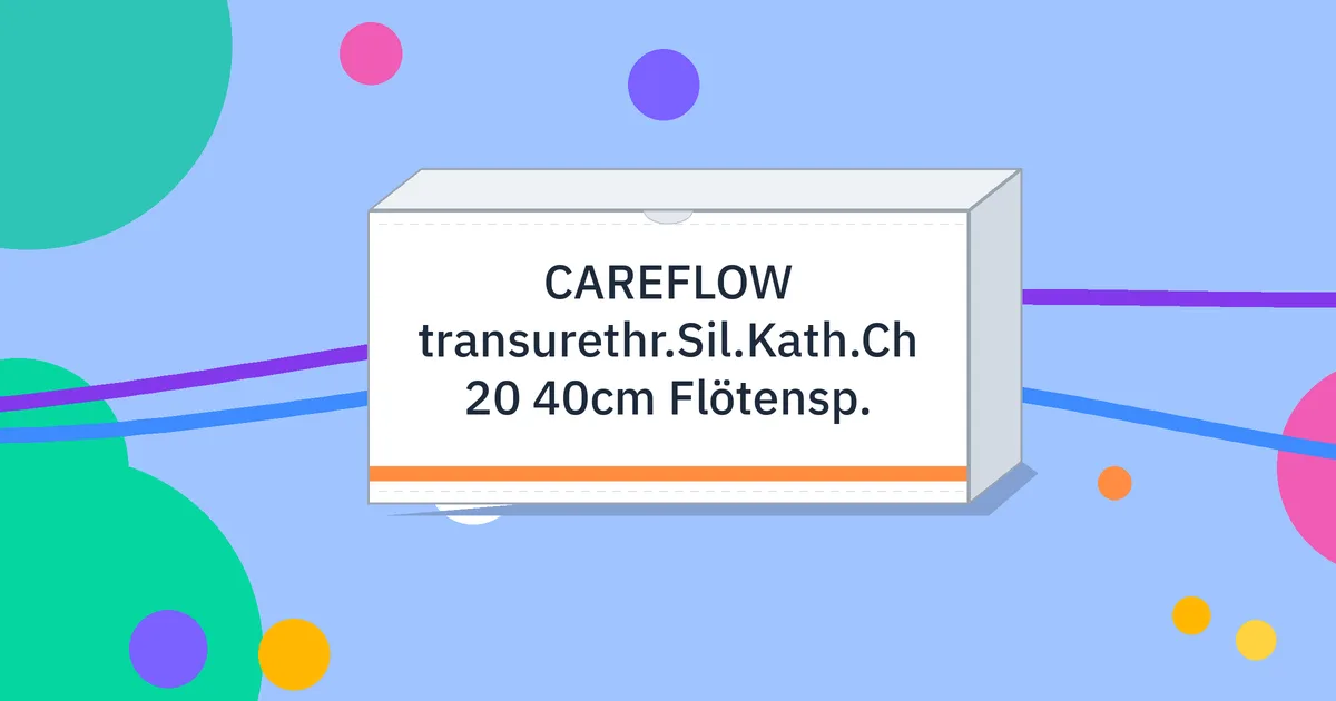 Symbolbild: Packung mit der Aufschrift CAREFLOW transurethr.Sil.Kath.Ch 20 40cm Flötensp. (PZN 17933799) – Verfügbarkeit und Bezug in Apotheken in Frankfurt am Main