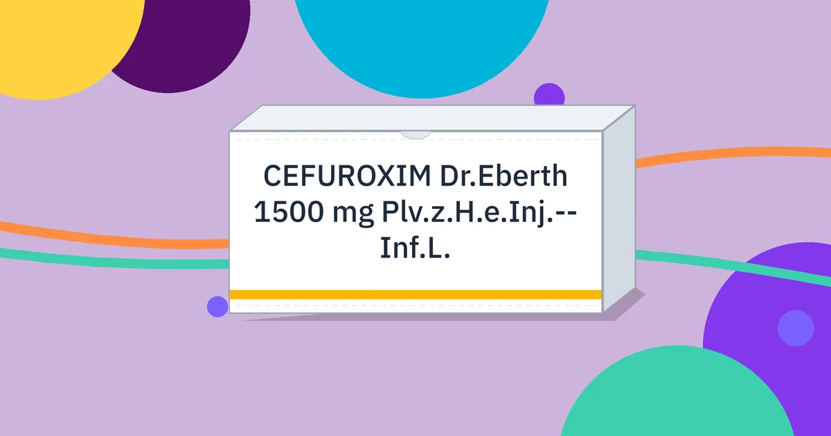 Symbolbild: Packung mit der Aufschrift CEFUROXIM Dr.Eberth 1500 mg Plv.z.H.e.Inj.--Inf.L. (PZN 15197178) – Verfügbarkeit und Bezug in Apotheken in Frankfurt am Main