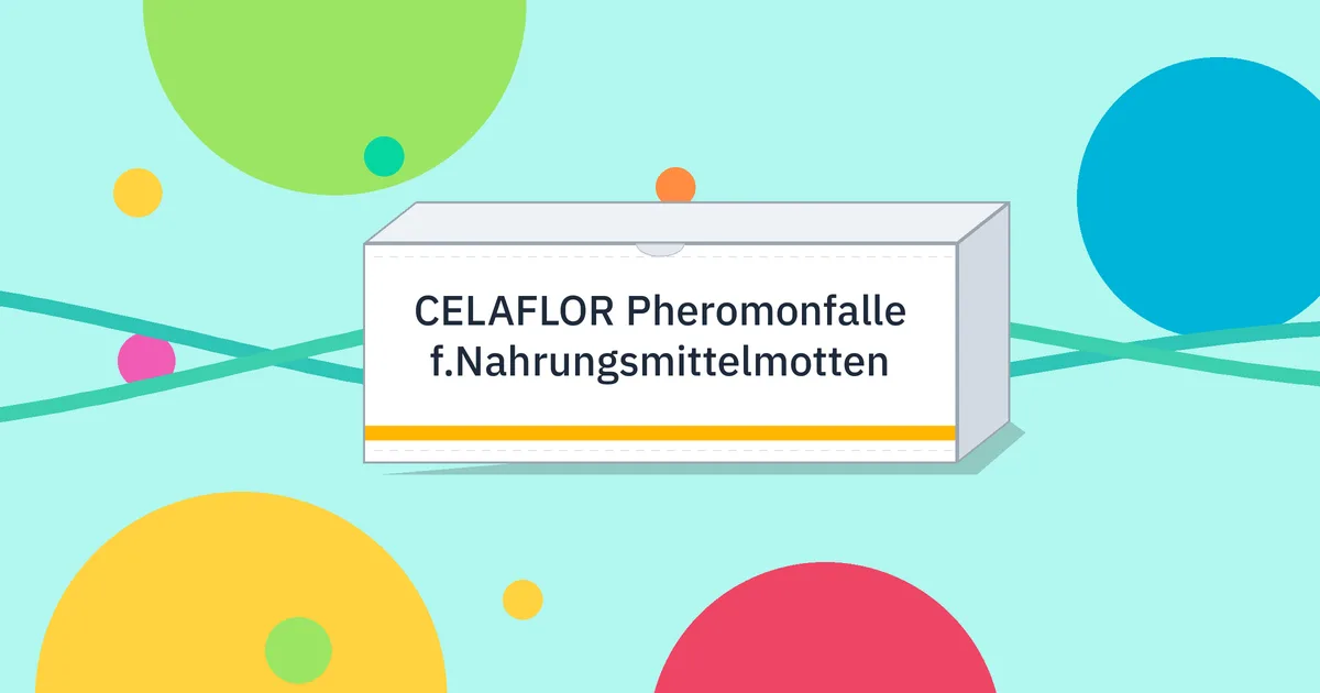 Symbolbild: Packung mit der Aufschrift CELAFLOR Pheromonfalle f.Nahrungsmittelmotten (PZN 00019755) – Verfügbarkeit und Bezug in Apotheken in Frankfurt am Main