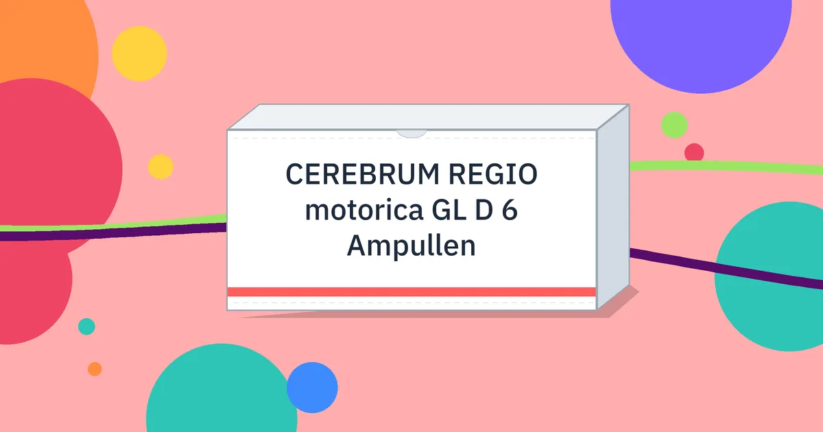 Symbolbild: Packung mit der Aufschrift CEREBRUM REGIO motorica GL D 6 Ampullen (PZN 03359842) – Verfügbarkeit und Bezug in Apotheken in Frankfurt am Main