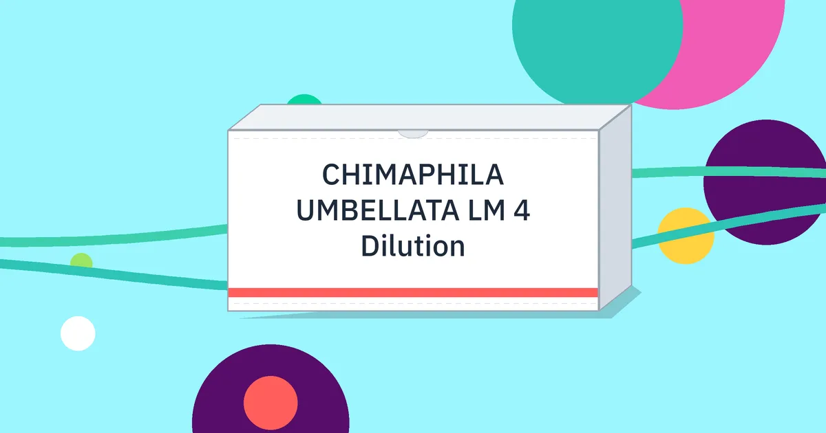 Symbolbild: Packung mit der Aufschrift CHIMAPHILA UMBELLATA LM 4 Dilution (PZN 12813263) – Verfügbarkeit und Bezug in Apotheken in Frankfurt am Main