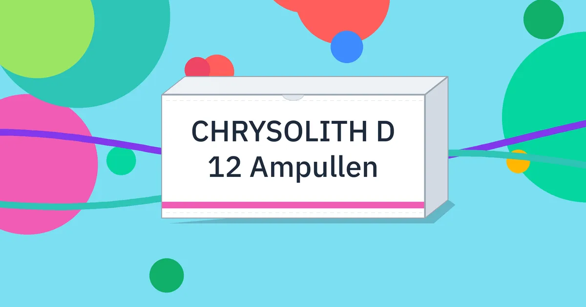 Symbolbild: Packung mit der Aufschrift CHRYSOLITH D 12 Ampullen (PZN 02592619) – Verfügbarkeit und Bezug in Apotheken in Frankfurt am Main