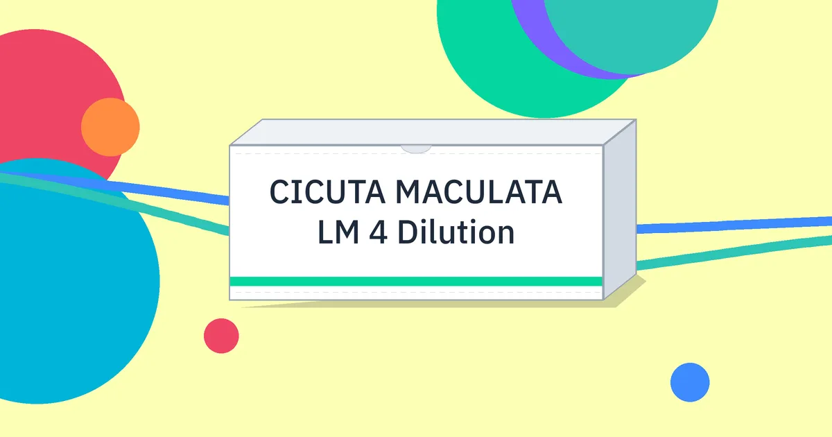 Symbolbild: Packung mit der Aufschrift CICUTA MACULATA LM 4 Dilution (PZN 12818154) – Verfügbarkeit und Bezug in Apotheken in Frankfurt am Main