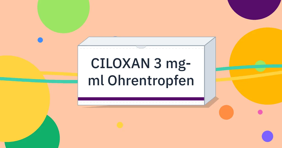 Symbolbild: Packung mit der Aufschrift CILOXAN 3 mg-ml Ohrentropfen (PZN 13947706) – Verfügbarkeit und Bezug in Apotheken in Frankfurt am Main