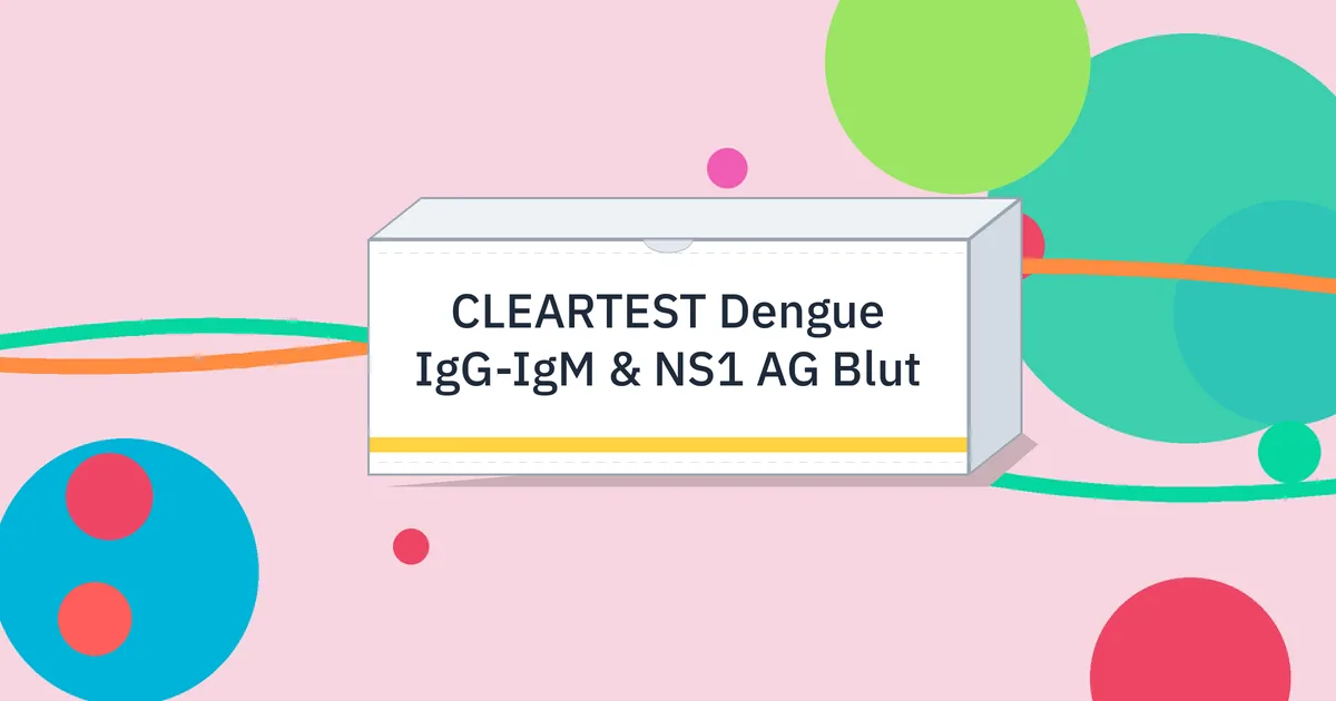 Symbolbild: Packung mit der Aufschrift CLEARTEST Dengue IgG-IgM & NS1 AG Blut (PZN 19393982) – Verfügbarkeit und Bezug in Apotheken in Frankfurt am Main
