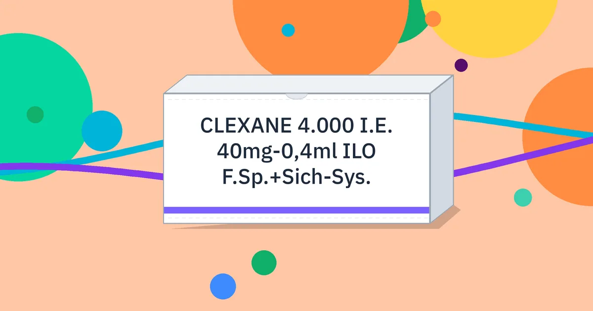 Symbolbild: Packung mit der Aufschrift CLEXANE 4.000 I.E. 40mg-0,4ml ILO F.Sp.+Sich-Sys. (PZN 05013438) – Verfügbarkeit und Bezug in Apotheken in Frankfurt am Main