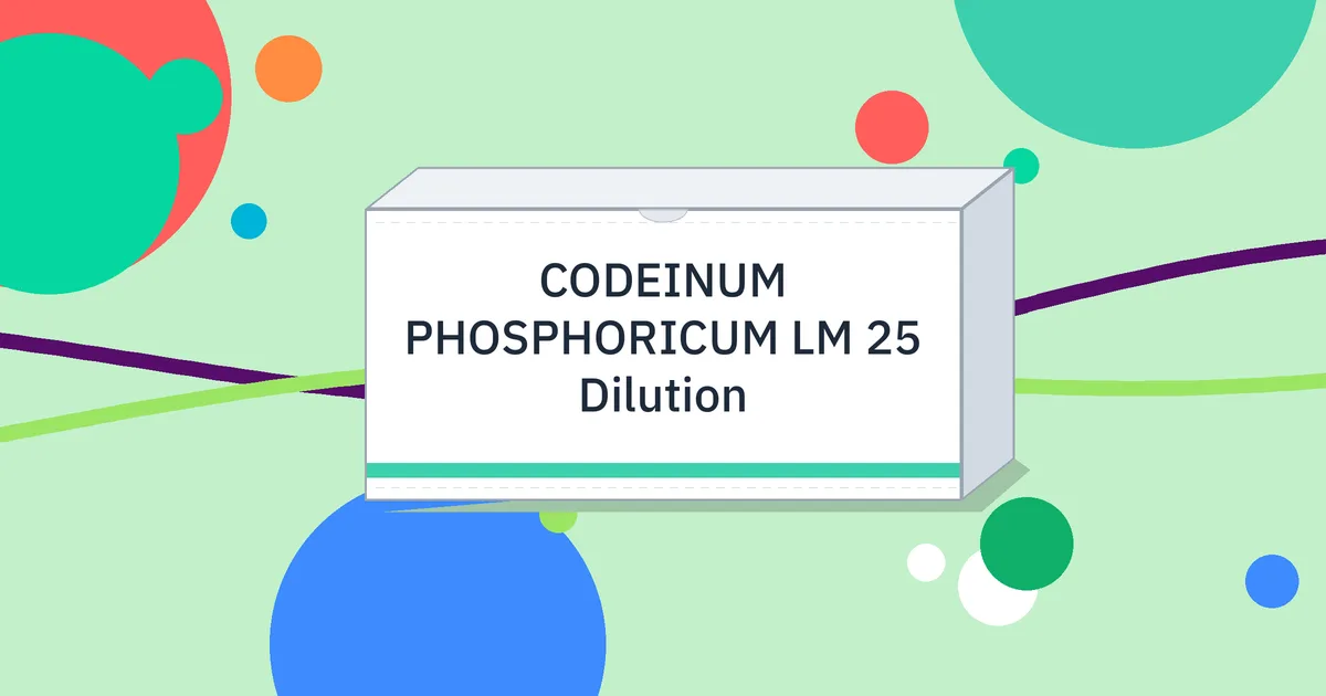 Symbolbild: Packung mit der Aufschrift CODEINUM PHOSPHORICUM LM 25 Dilution (PZN 12830126) – Verfügbarkeit und Bezug in Apotheken in Frankfurt am Main