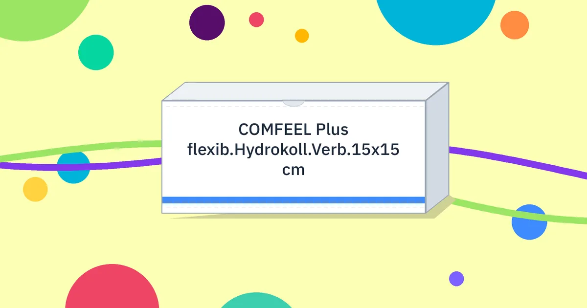 Symbolbild: Packung mit der Aufschrift COMFEEL Plus flexib.Hydrokoll.Verb.15x15 cm (PZN 12342361) – Verfügbarkeit und Bezug in Apotheken in Frankfurt am Main