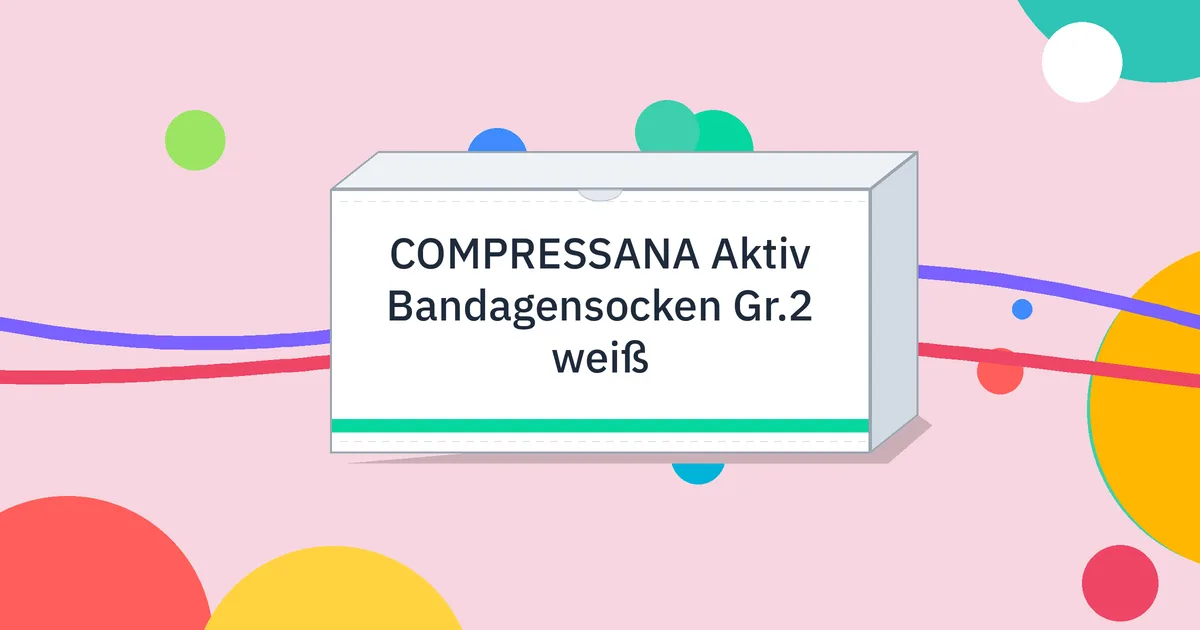 Symbolbild: Packung mit der Aufschrift COMPRESSANA Aktiv Bandagensocken Gr.2 weiß (PZN 09209776) – Verfügbarkeit und Bezug in Apotheken in Frankfurt am Main