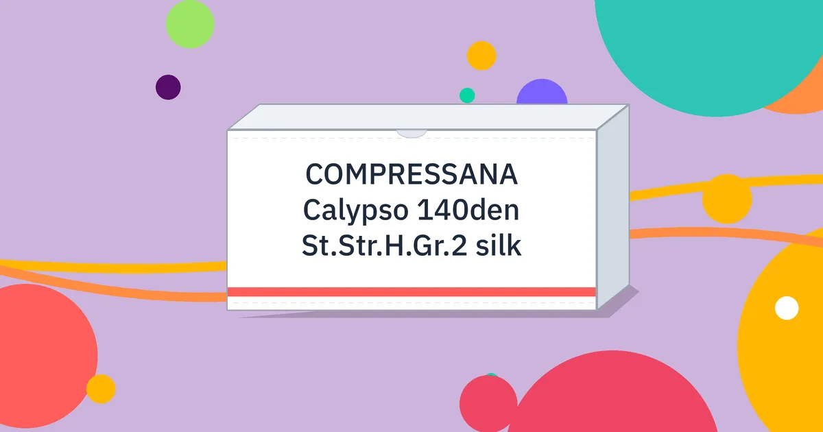 Symbolbild: Packung mit der Aufschrift COMPRESSANA Calypso 140den St.Str.H.Gr.2 silk (PZN 07720157) – Verfügbarkeit und Bezug in Apotheken in Frankfurt am Main
