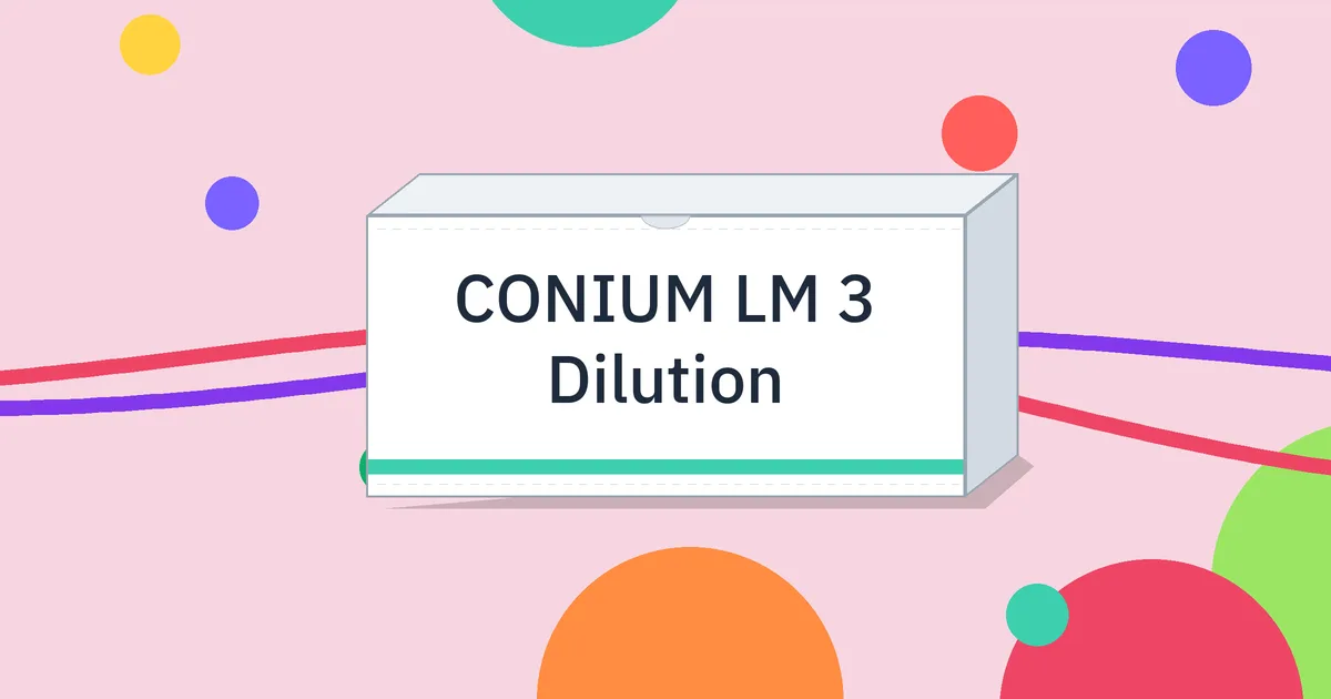 Symbolbild: Packung mit der Aufschrift CONIUM LM 3 Dilution (PZN 12832970) – Verfügbarkeit und Bezug in Apotheken in Frankfurt am Main
