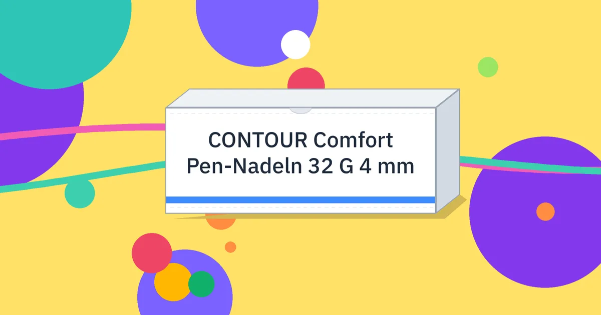 Symbolbild: Packung mit der Aufschrift CONTOUR Comfort Pen-Nadeln 32 G 4 mm (PZN 20380660) – Verfügbarkeit und Bezug in Apotheken in Frankfurt am Main
