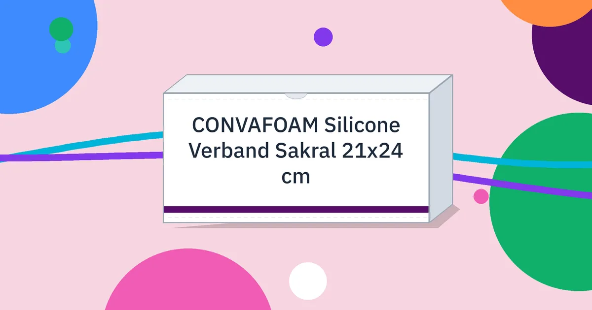 Symbolbild: Packung mit der Aufschrift CONVAFOAM Silicone Verband Sakral 21x24 cm (PZN 20125057) – Verfügbarkeit und Bezug in Apotheken in Frankfurt am Main