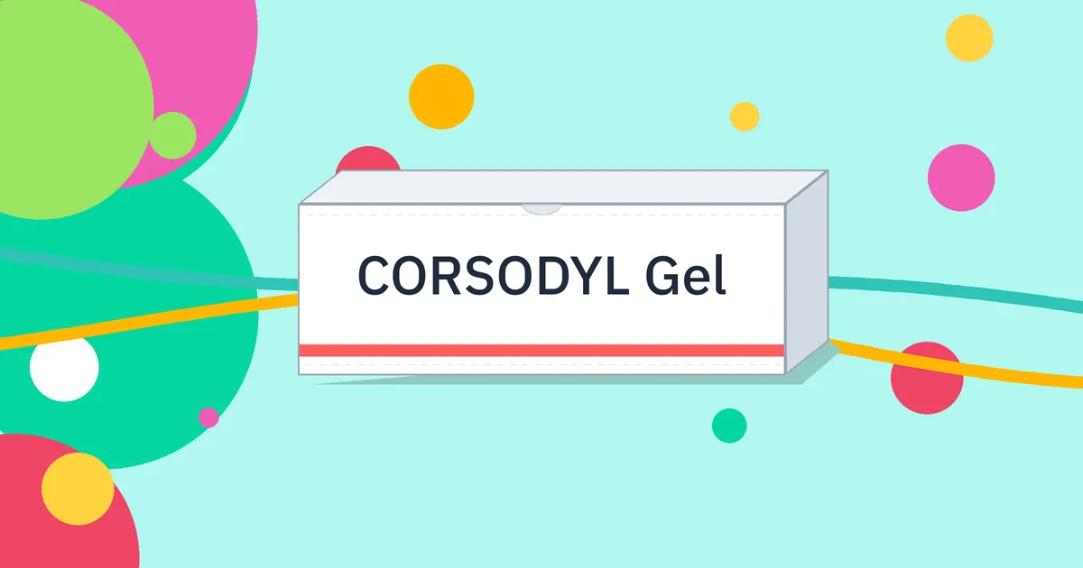 Symbolbild: Packung mit der Aufschrift CORSODYL Gel (PZN 00614110) – Verfügbarkeit und Bezug in Apotheken in Frankfurt am Main