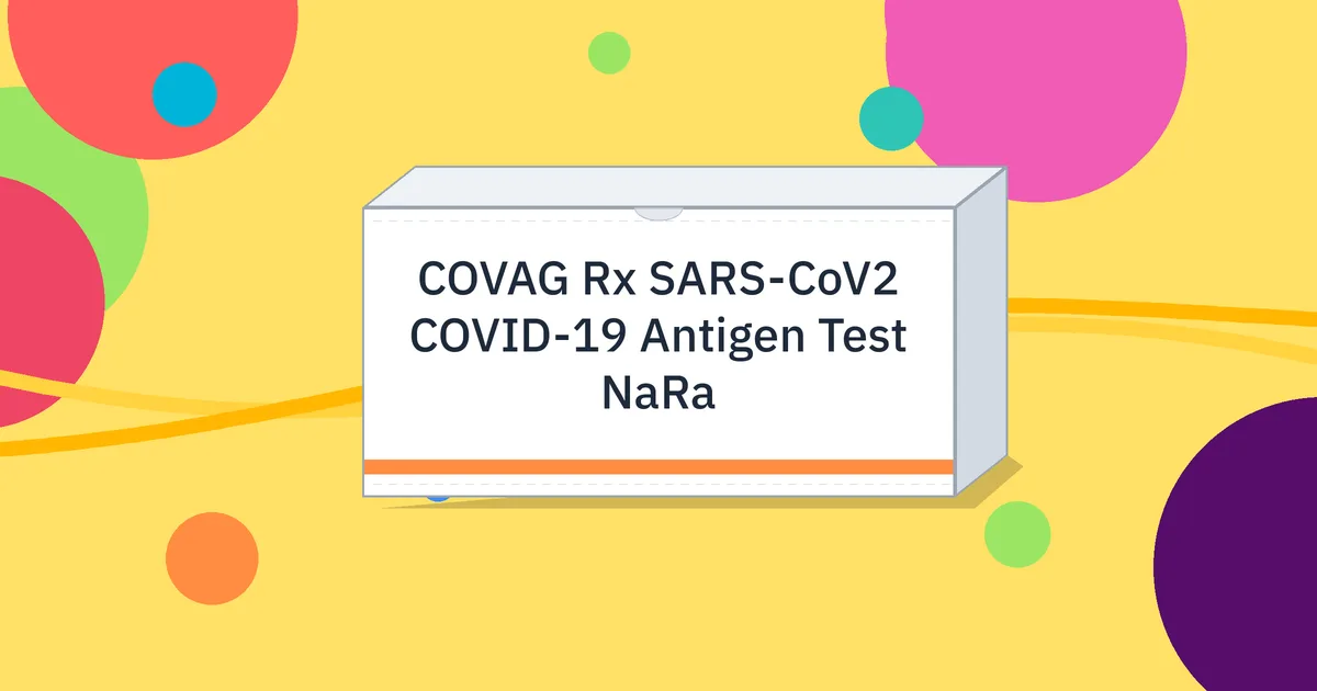 Symbolbild: Packung mit der Aufschrift COVAG Rx SARS-CoV2 COVID-19 Antigen Test NaRa (PZN 16574393) – Verfügbarkeit und Bezug in Apotheken in Frankfurt am Main