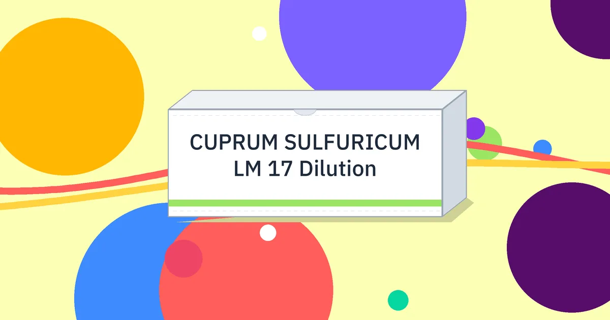 Symbolbild: Packung mit der Aufschrift CUPRUM SULFURICUM LM 17 Dilution (PZN 12839096) – Verfügbarkeit und Bezug in Apotheken in Frankfurt am Main