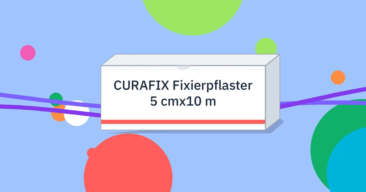 Symbolbild: Packung mit der Aufschrift CURAFIX Fixierpflaster 5 cmx10 m (PZN 00693931) – Verfügbarkeit und Bezug in Apotheken in Frankfurt am Main